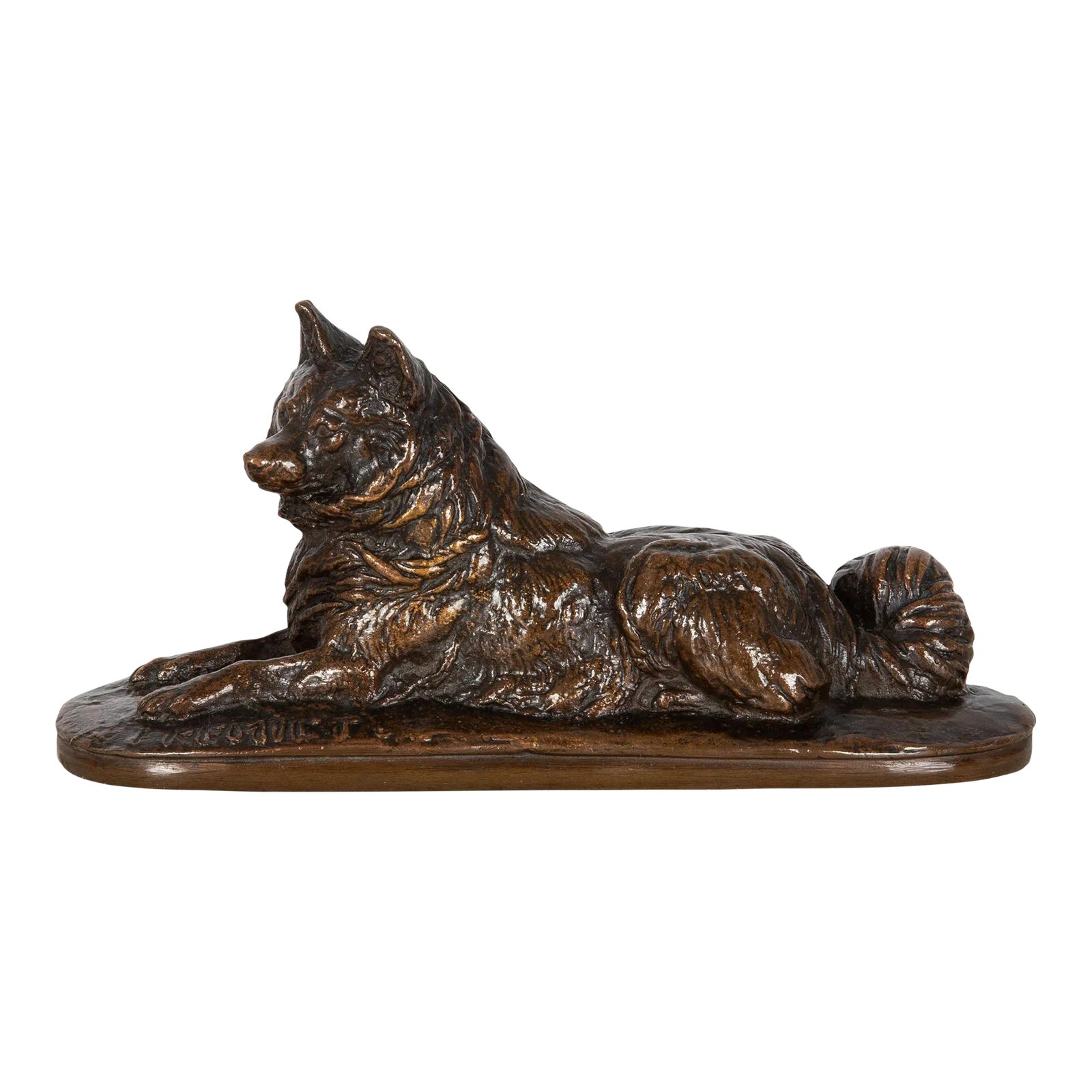 Rare Emmanuel Fremiet “Husky Dog” Bronze Sculpture, Charles More Cast ...