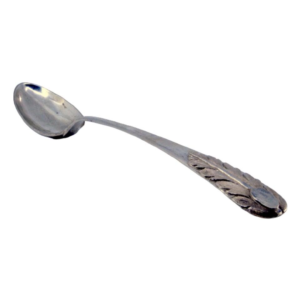 Silver Rice Spoon and Serving Spoon with Acanthus Leaves Embossed ...
