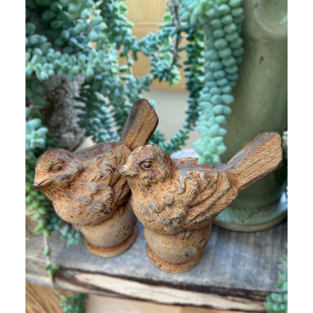 Vintage Cast Iron Bird Figurines Set of 2 | Chairish