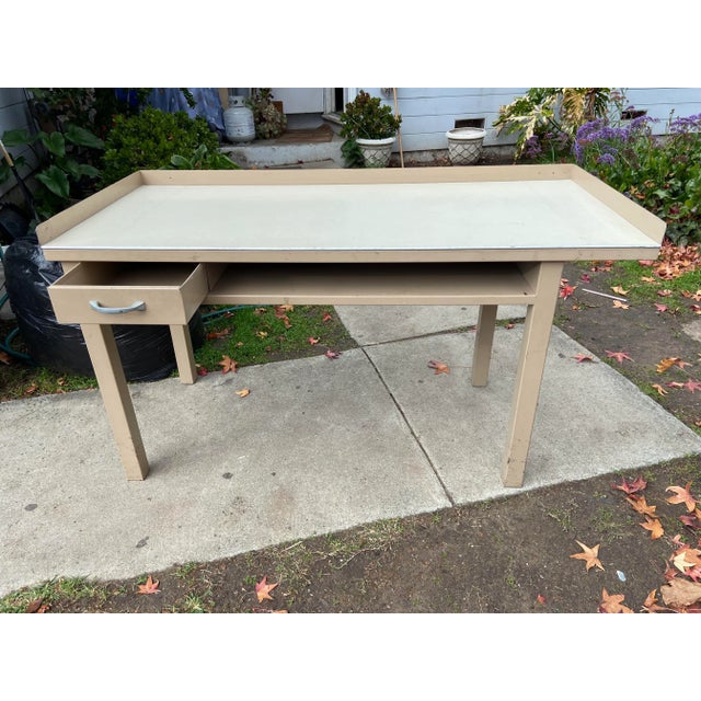 1980s Vintage Industrial Lab Metal Desk Table | Chairish