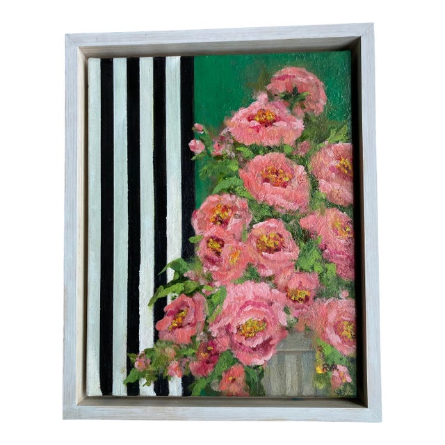 Pink Garden Roses, Contemporary Impressionist Oil Painting | Chairish