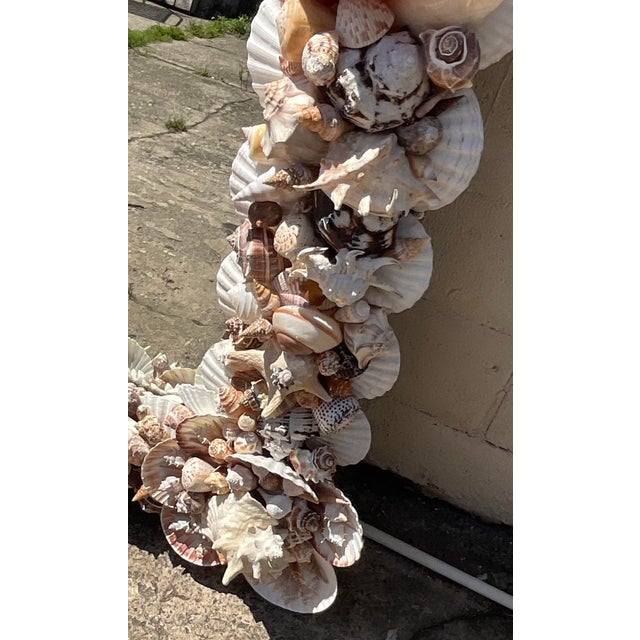 Vintage Coastal Monumental Handmade Shell Wall Mirror | Chairish