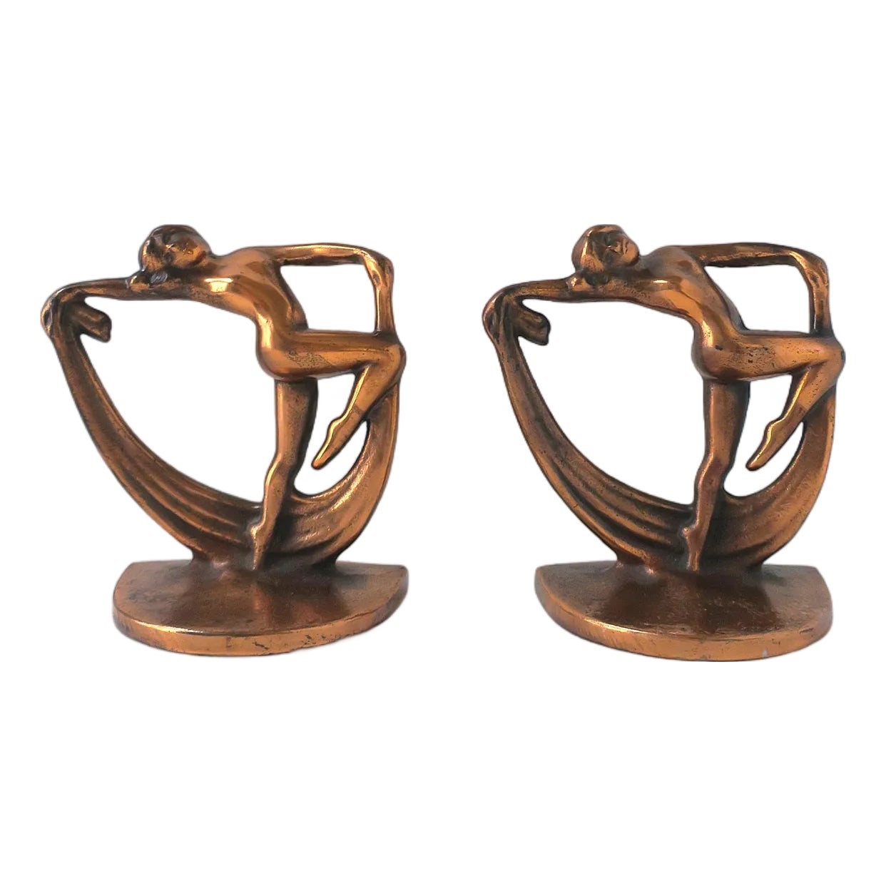 Art Deco Bookends Female Figure, Circa Early 20th Century, Pair | Chairish