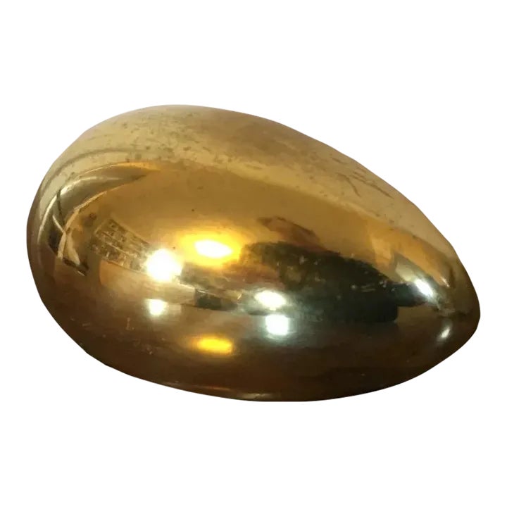 Mid-Century Modern Golden Egg Paperweight or Desk Ornament | Chairish