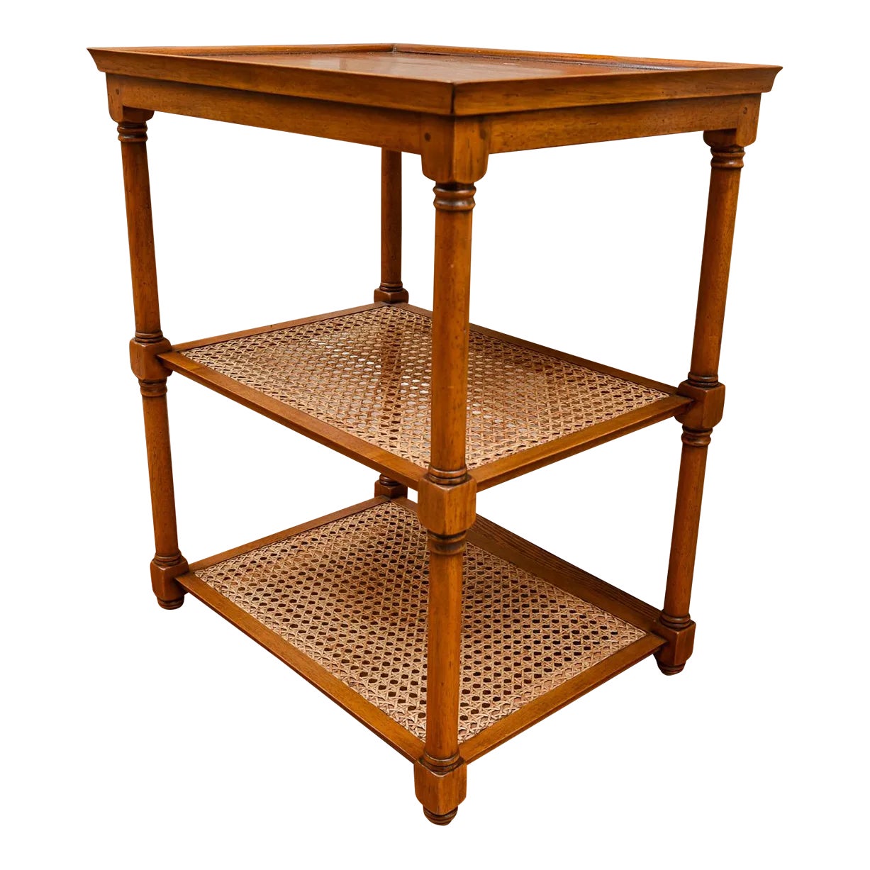 Late 20th Century Vintage British Colonial Style Three Tiered Side ...