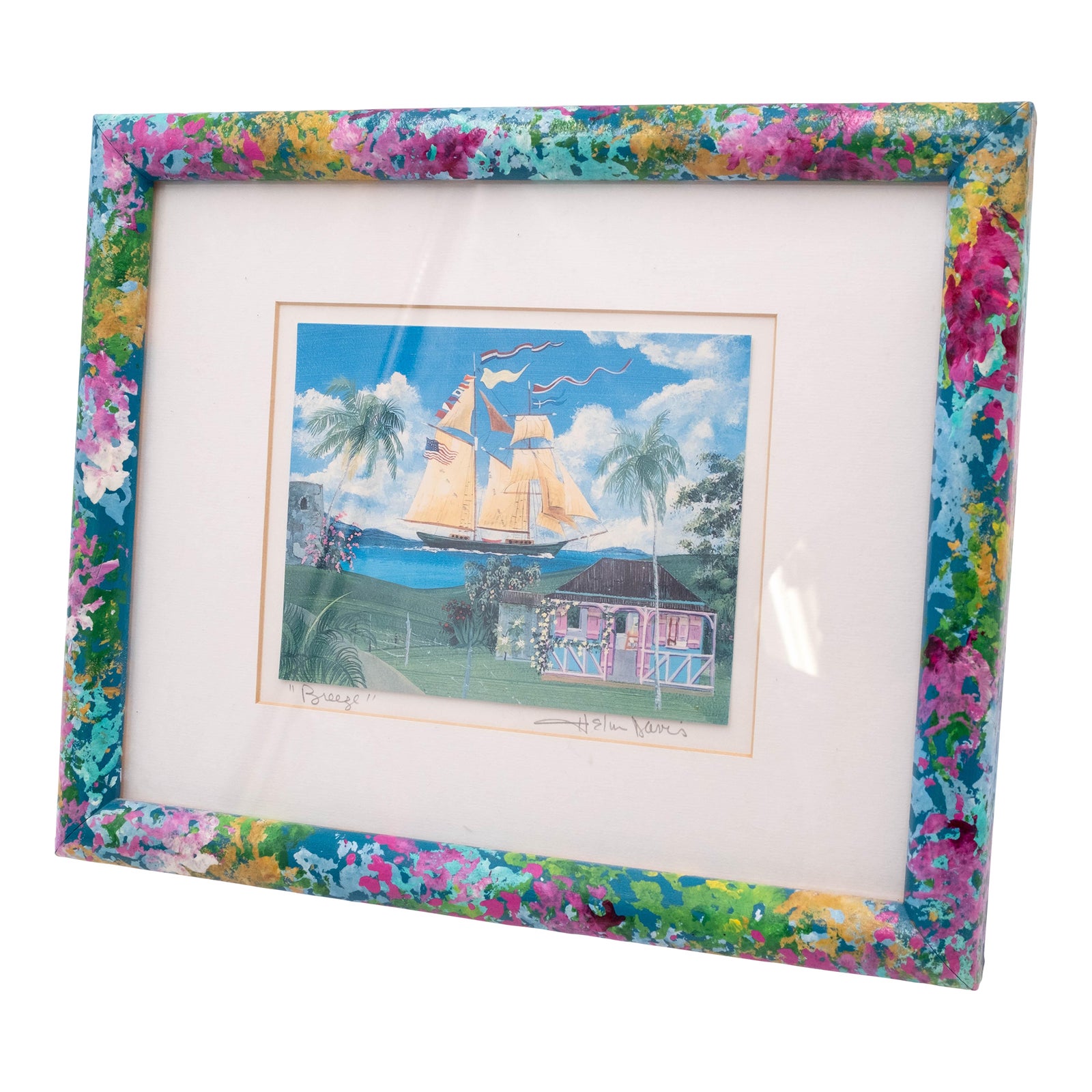 Nautical Tall Ship Tropical Scene Helen Davis "Breeze" Painting | Chairish