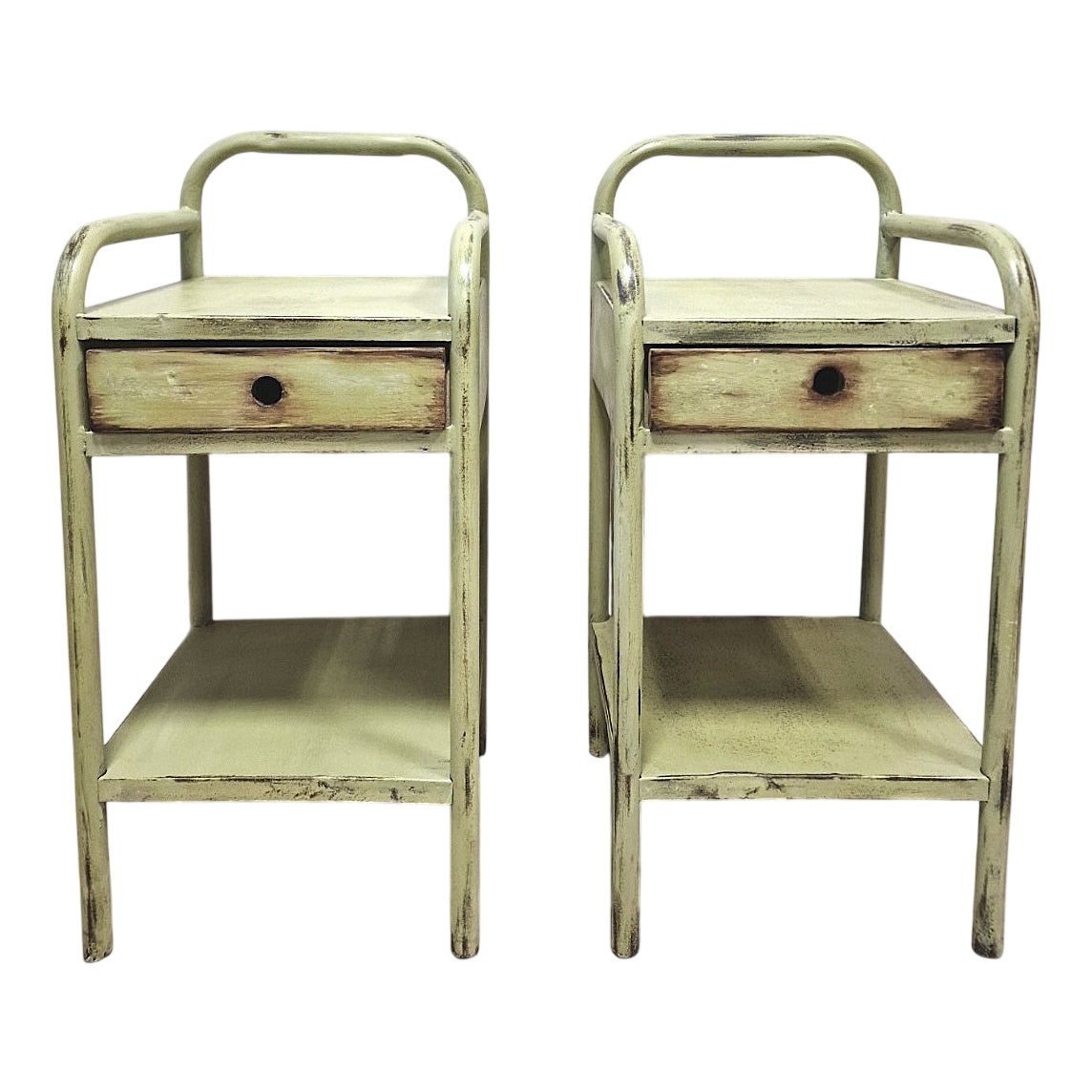 Vintage Green Metal Bedside Tables, 1950s, Set of 2 | Chairish