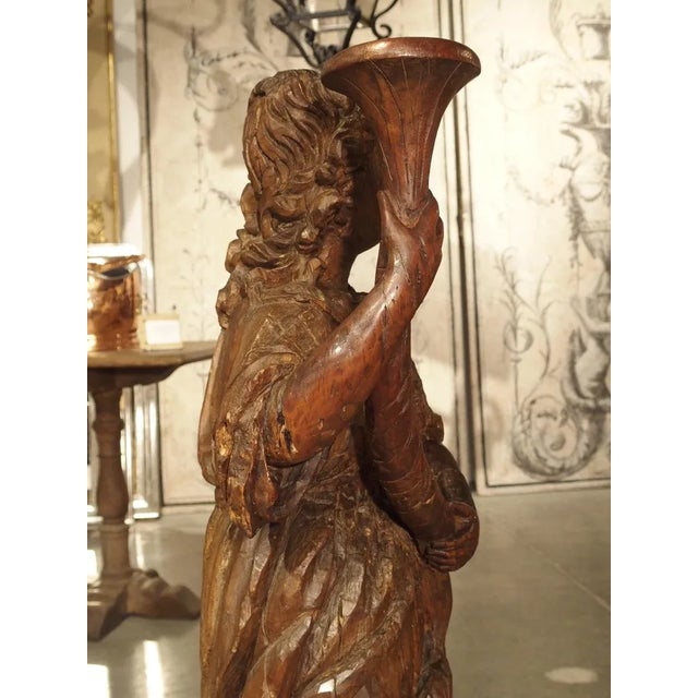 Circa 1650 Carved Hardwood Figural Cornucopia Statue From Italy | Chairish