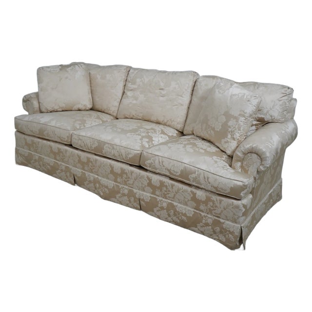 Baker Damask Upholstered Sofa | Chairish