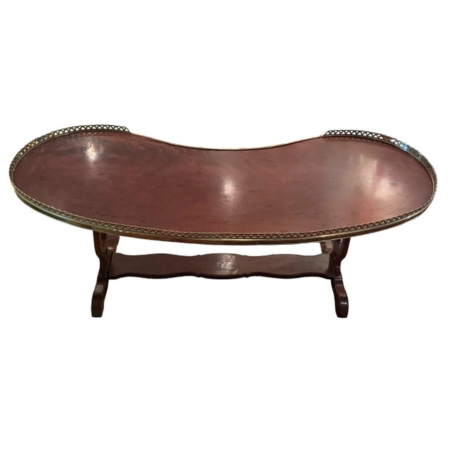 Vintage Traditional Federal Style Mahogany & Burl Wood Kidney Shaped ...