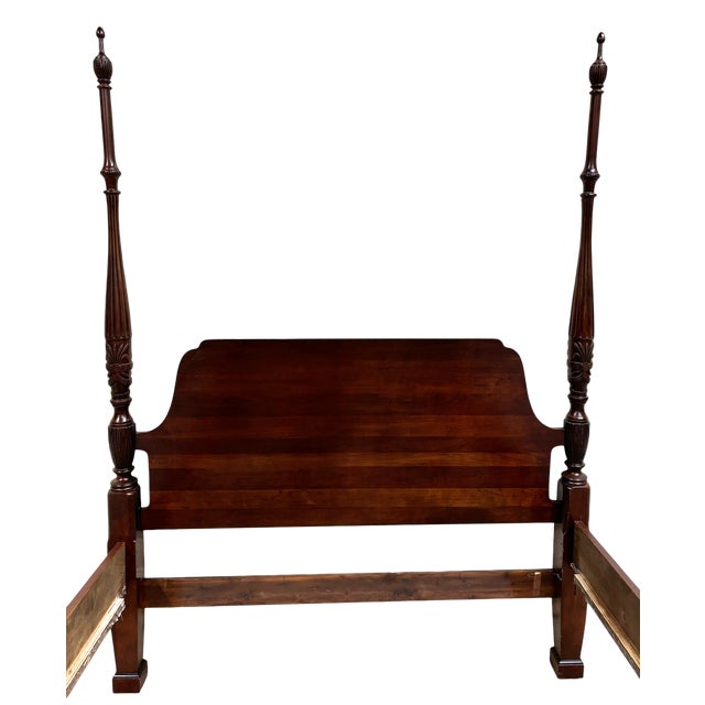 Vintage Solid Cherry Queen Size Kincaid Four Poster Rice Bed | Chairish