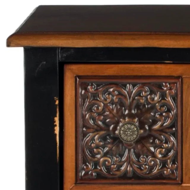 2 Drawer Side Table in Dark Brown | Chairish