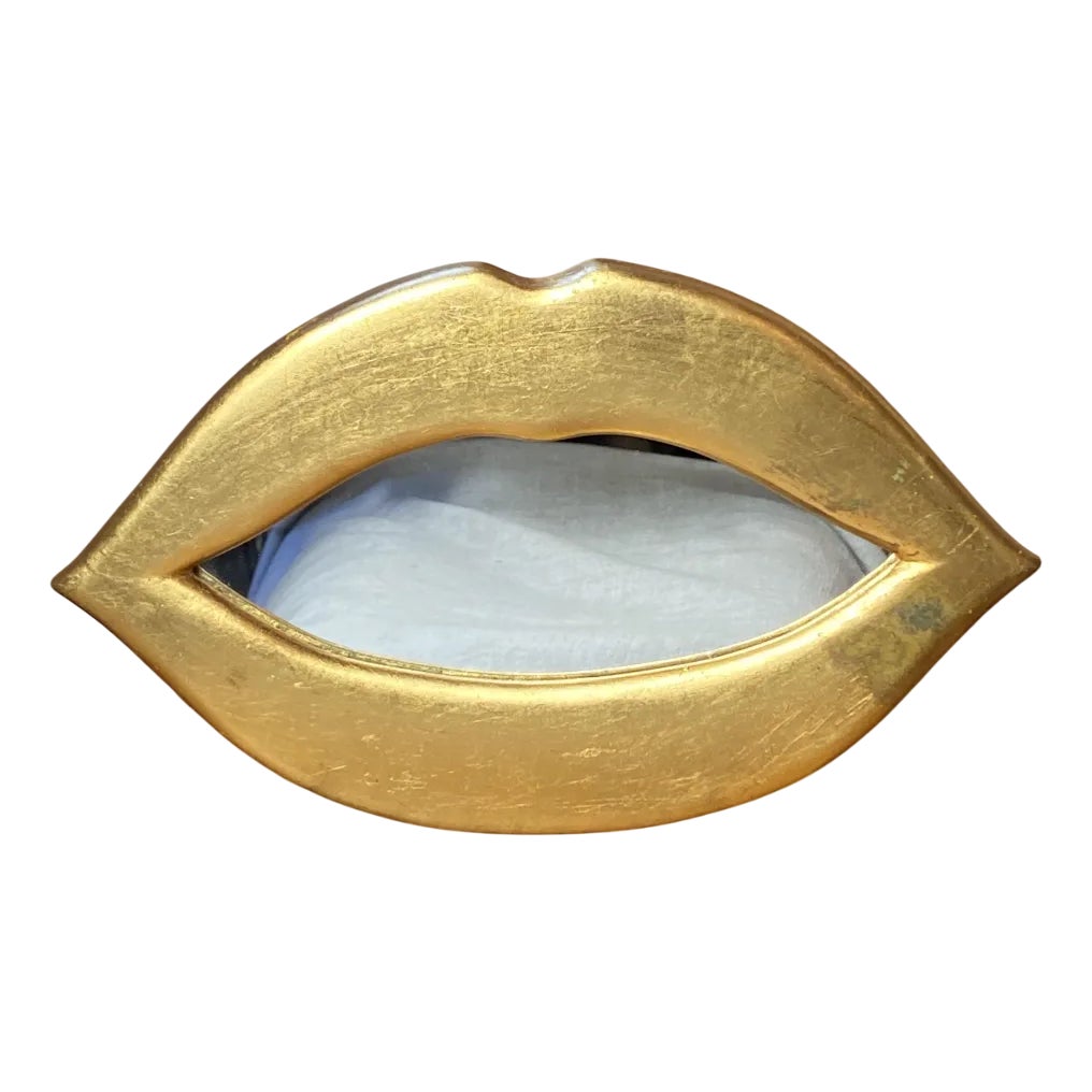Gold Leaf Plaster Lip Mirror, 1970s | Chairish