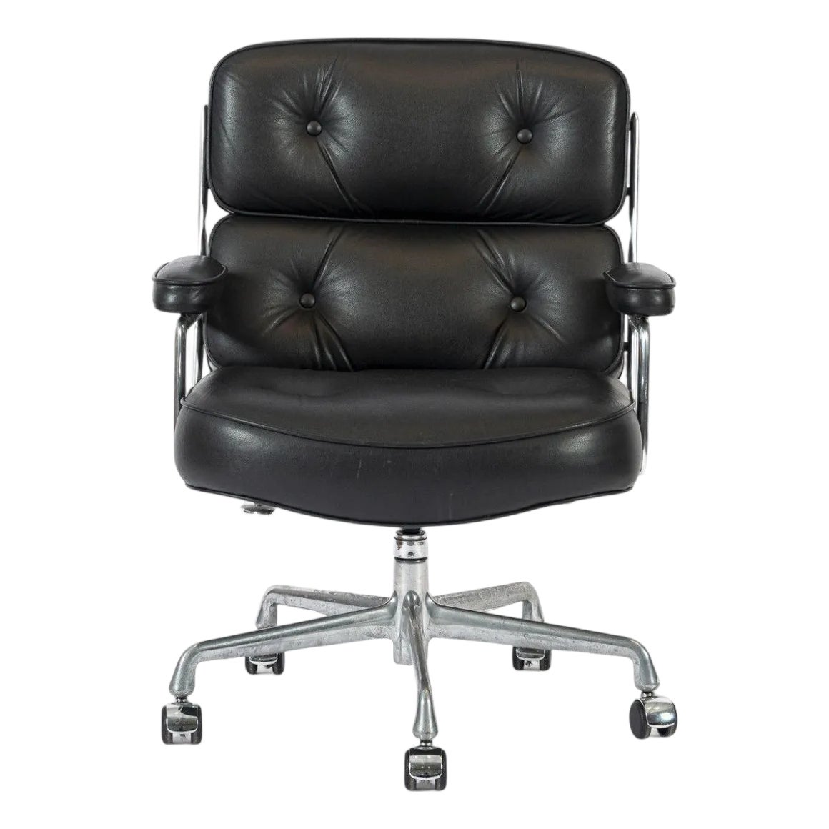 Eames Herman Miller Time Life Black Leather Office Chair | Chairish