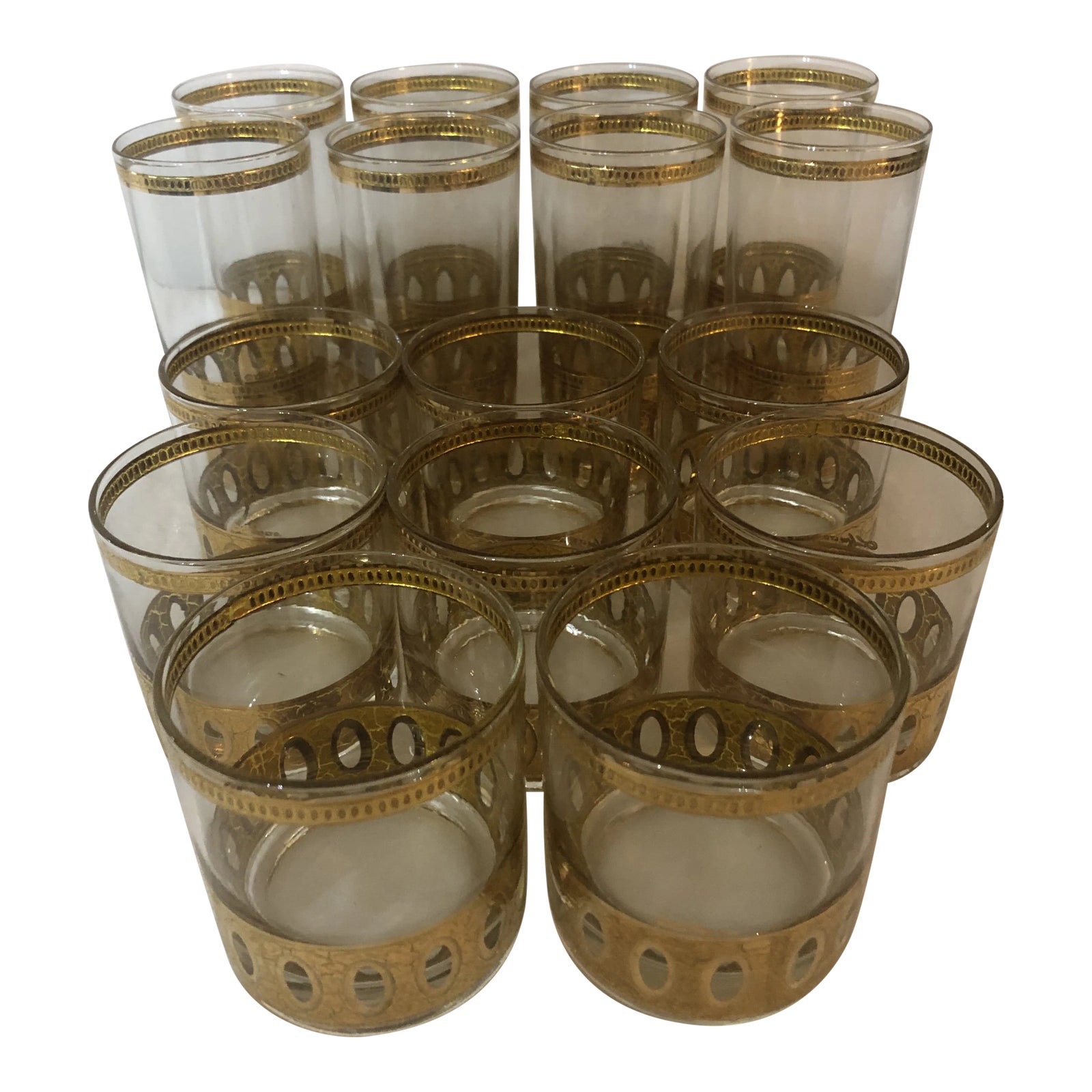 Mid-Century Culver Ltd. Antigua Barware Glasses- 16 Pieces | Chairish
