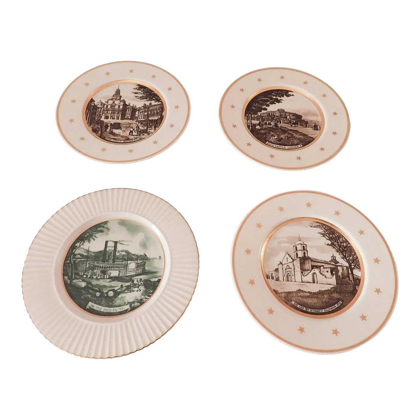 1950s Lenox Historical Sites Dinner Plates, Artist Minga Pope Patchin ...