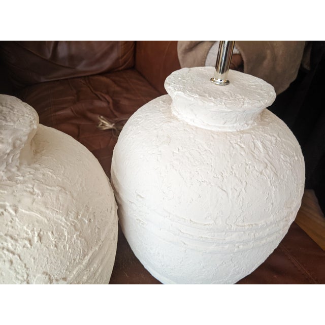 Post Modern Plaster White Ivory Cream Ginger Jar Table Lamps by Alsy ...