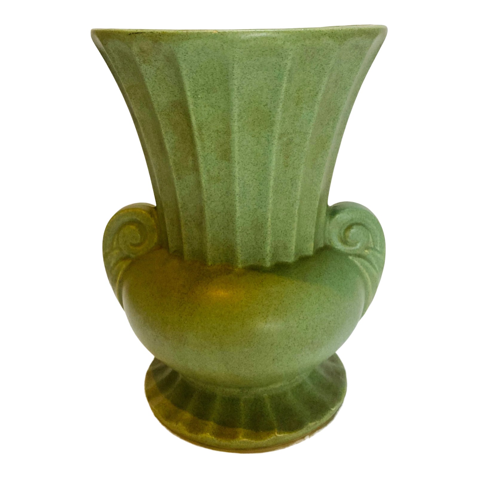 Vintage Art Deco Floraline Green Speckle Vase | Chairish