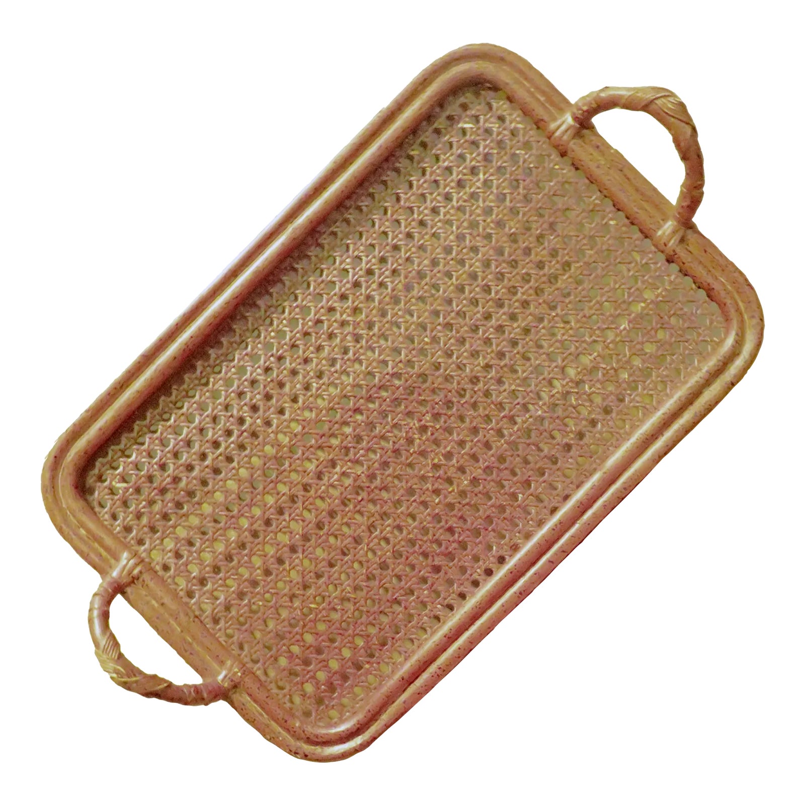 Boho Chic Bamboo/Woven Cane Tray | Chairish
