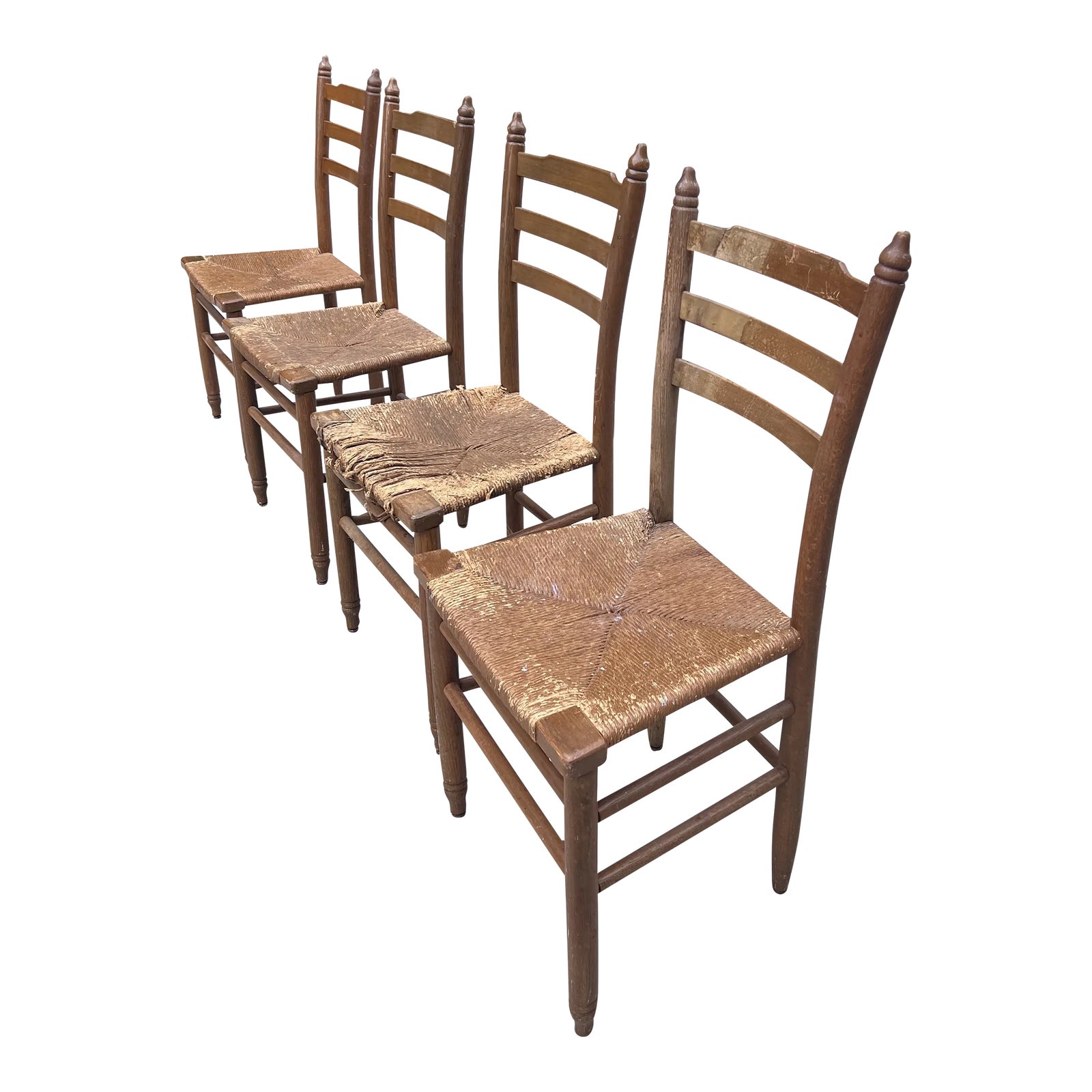 Antique Ladder Back Chairs - Set of 4 | Chairish