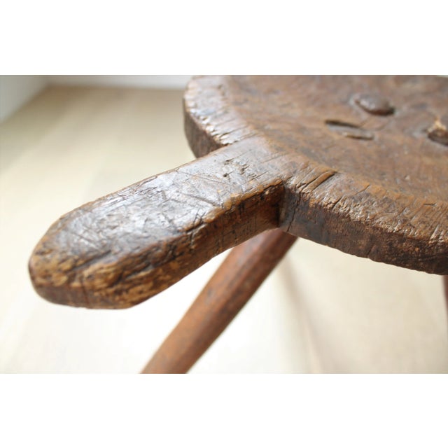 1890's Carved French Splayed Leg Stool/Side Table Wabi Sabi | Chairish