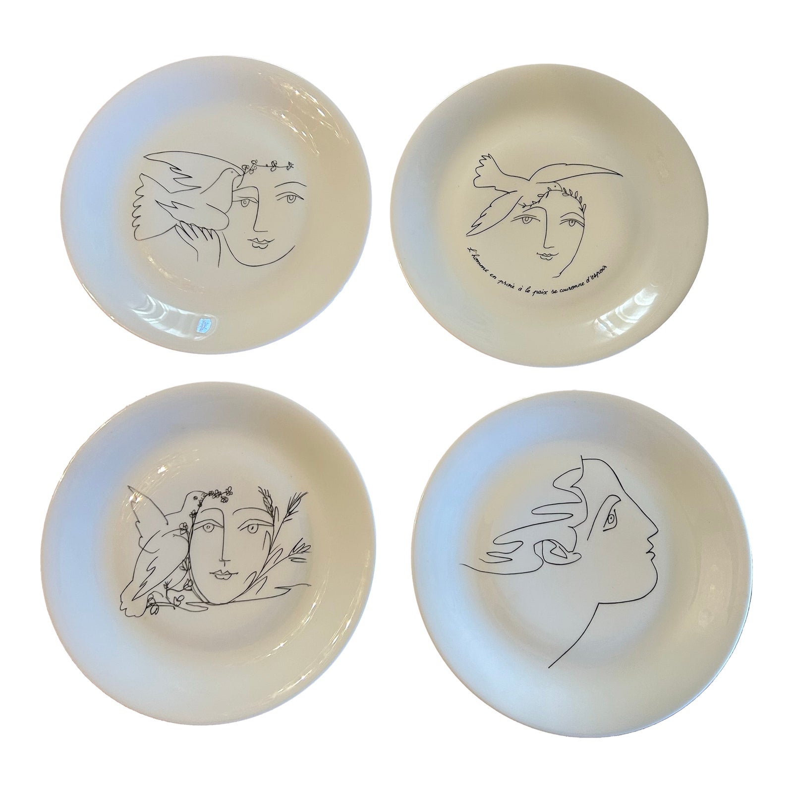 1950s Limoges Picasso Peace Plates, Set of 4 | Chairish