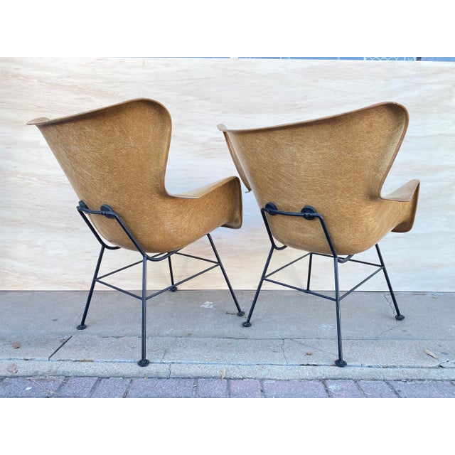 Mid Century Modern Lawrence Peabody Selig Fiberglass Wing Back Lounge ...