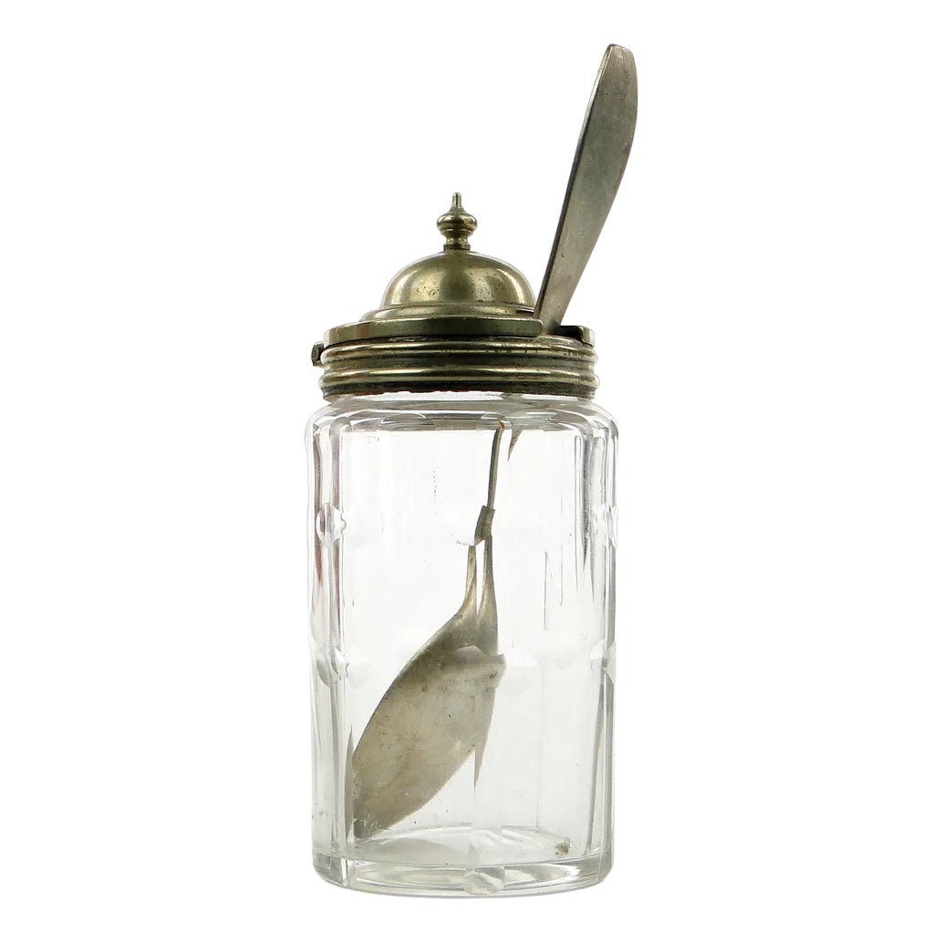 German Biedermeier Mustard Container with Spoon, 1930s, Set of 2 | Chairish