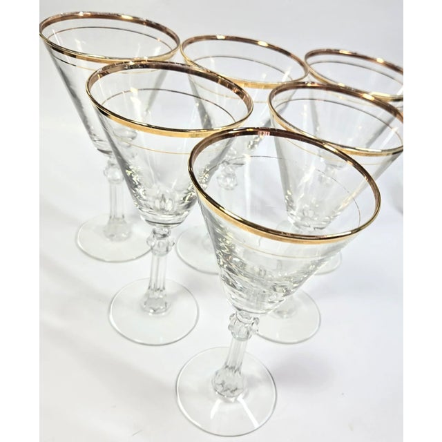 Gold Rimmed Hollywood Regency Goblets- Set of Six | Chairish