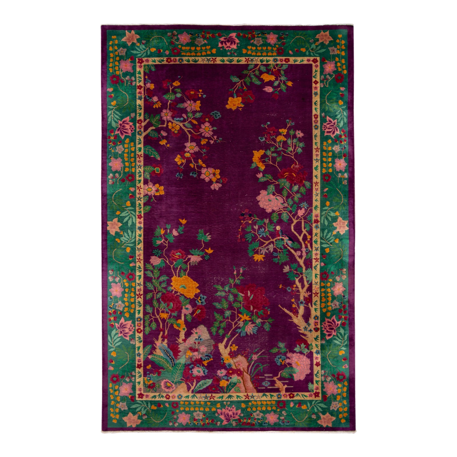 Antique Purple Art Deco Chinese Rug 8 Ft 9 in X 14 Ft 3 In. | Chairish