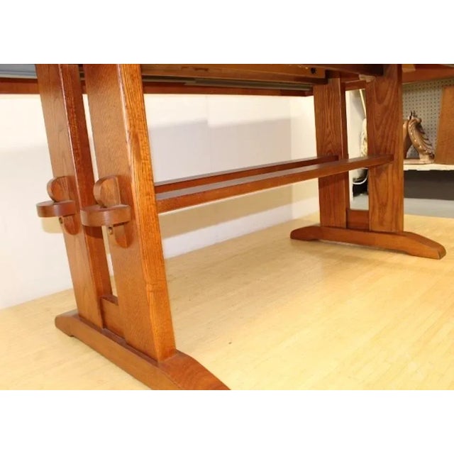 Vintage Bassett Furniture Oak Dining Set | Trestle Table 6 Chairs ...