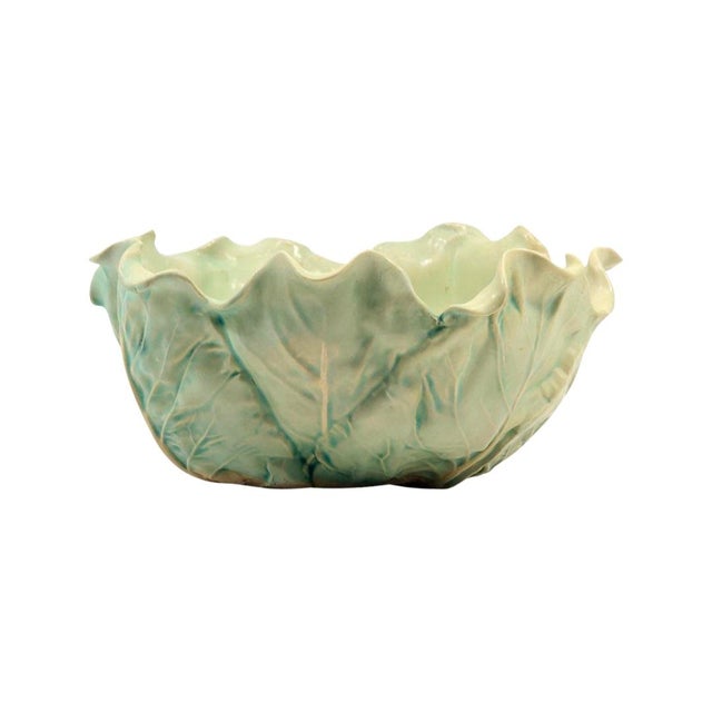 Large Vintage Ceramic Studio Pottery Cabbage Leaf Center Bowl, Circa ...