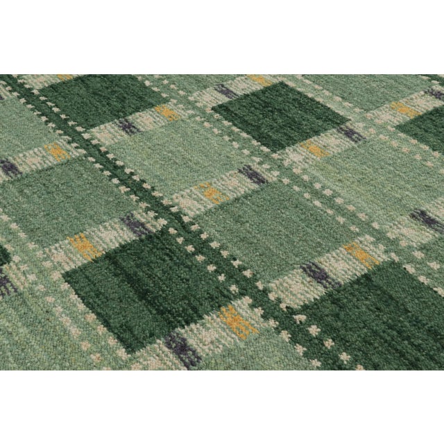 Rug & Kilim’s Scandinavian Style Rug in Green Tones, With Geometric ...