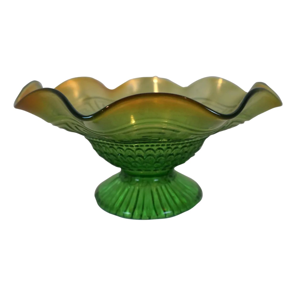 Vintage Northwood Eapg Green Glass Greek Key Scales Footed Bowl ...