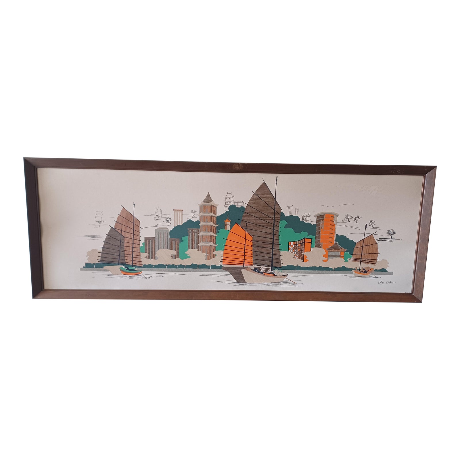 1960's "Oriental Junks" Wall Art by Fran Arnot | Chairish