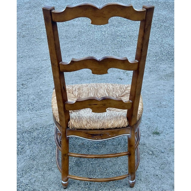 French Country Ladderback Rush Seat Dining Chairs - Set of 4 | Chairish