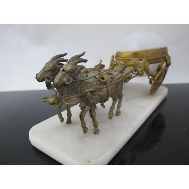 Antique French Gilt Metal Opaline Glass Egg Goat Goat Cart Trinket Box ...