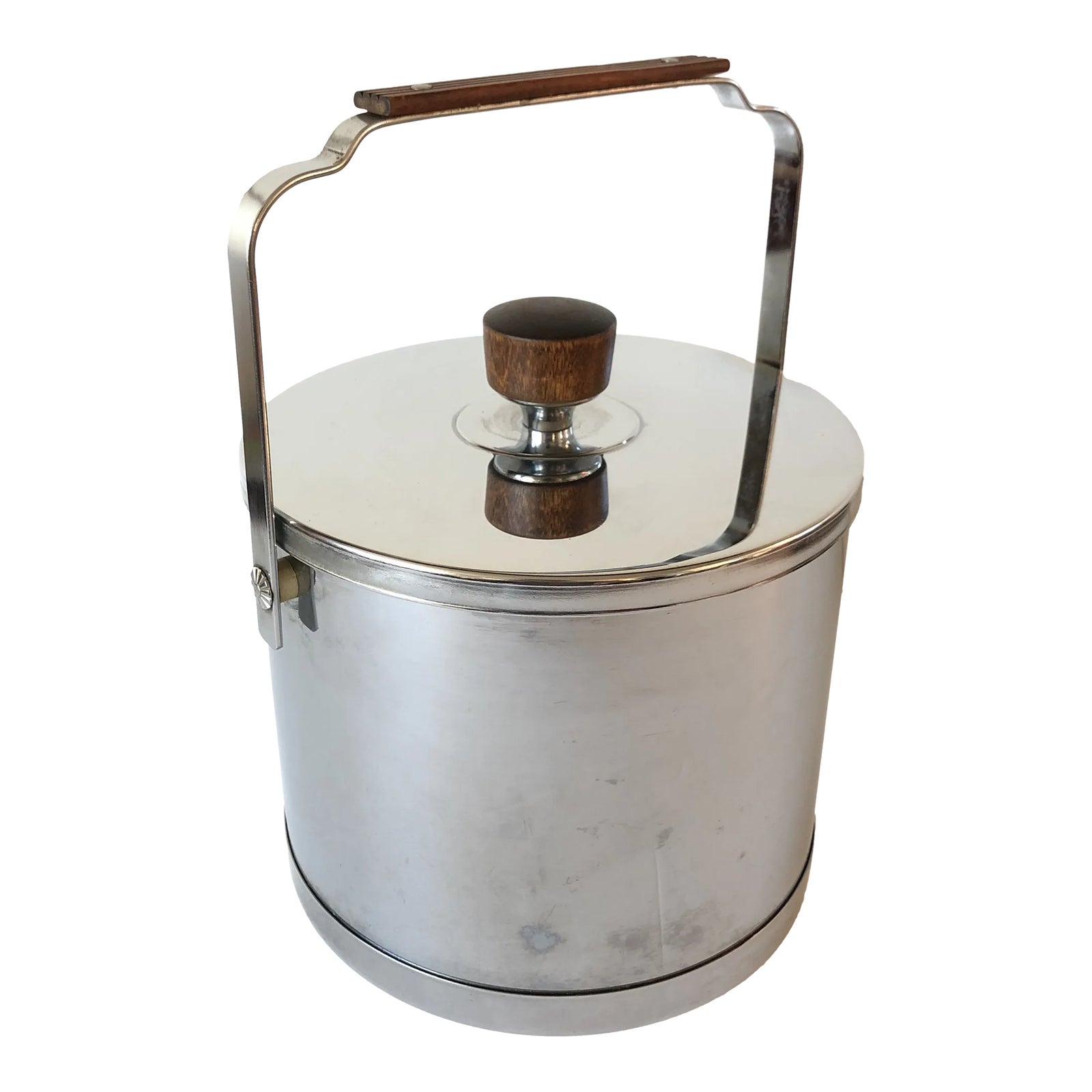 Mid-Century Modern Atapco Teak Handled Chrome Ice Bucket | Chairish