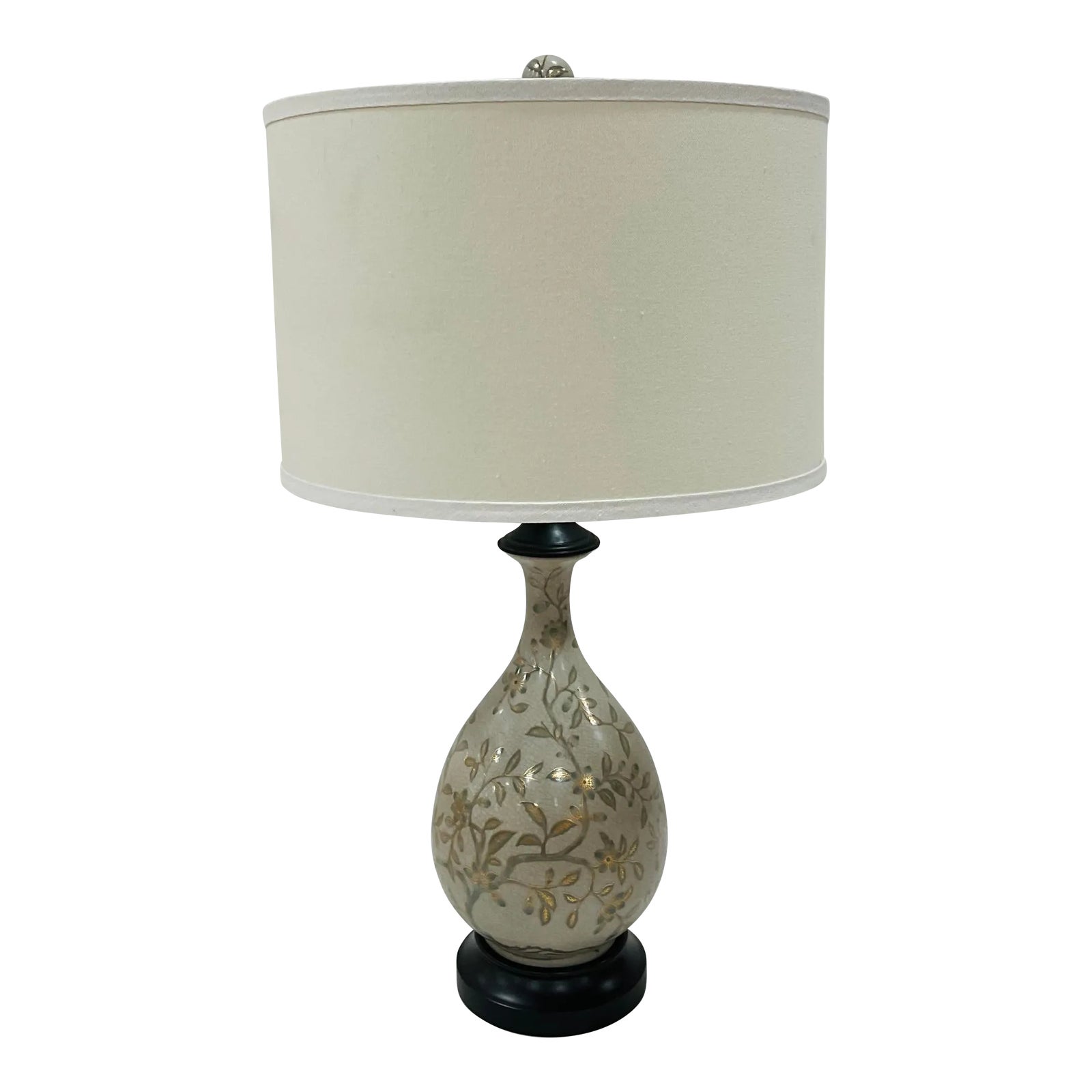 Currey & Co. Transitional Porcelain Botanical Table Lamp | Chairish