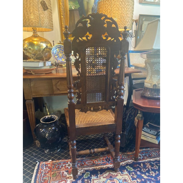 French Antique Carved Walnut Hunt Style Renaissance Cane Side Chairs ...
