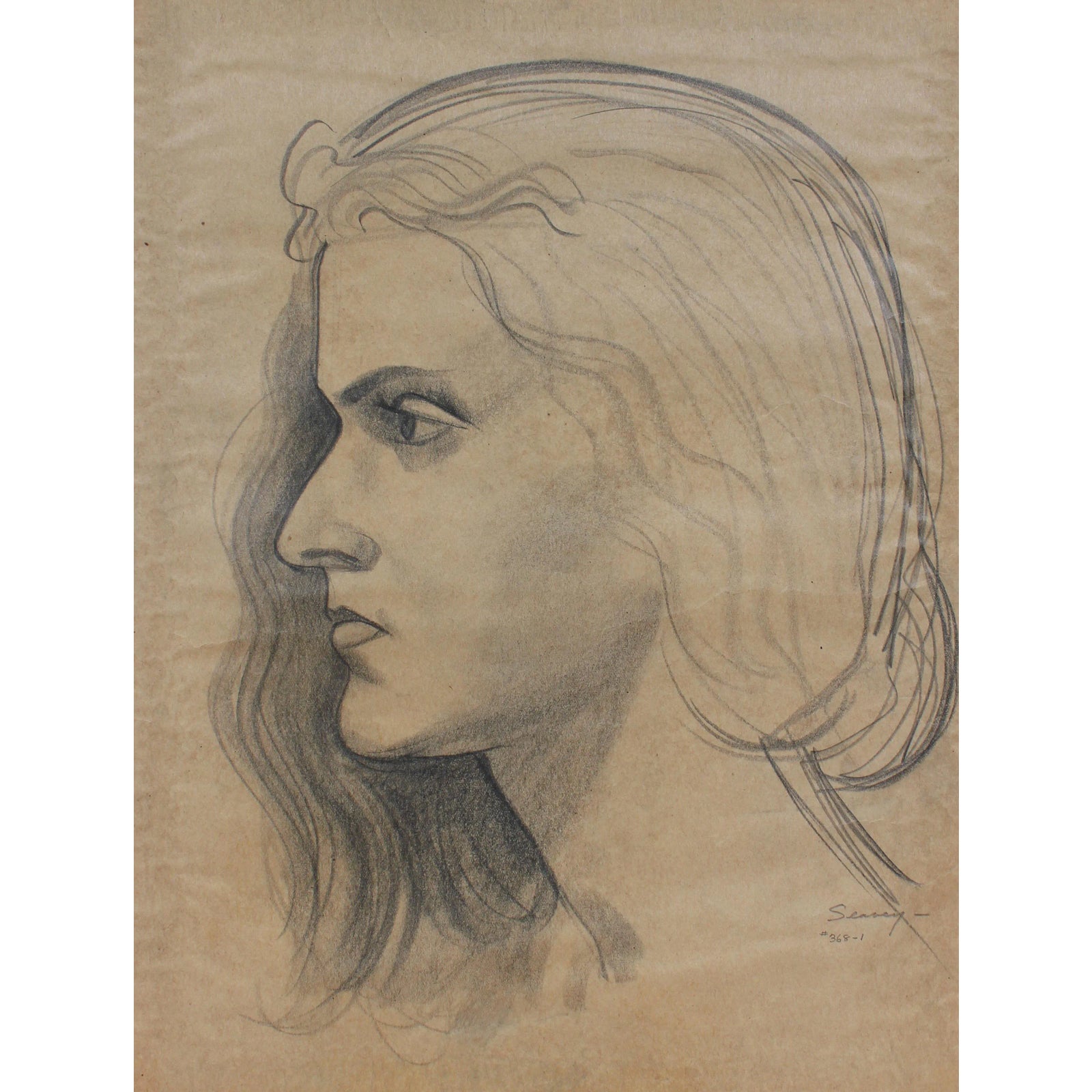Female Portrait in Graphite, Circa 1920s | Chairish