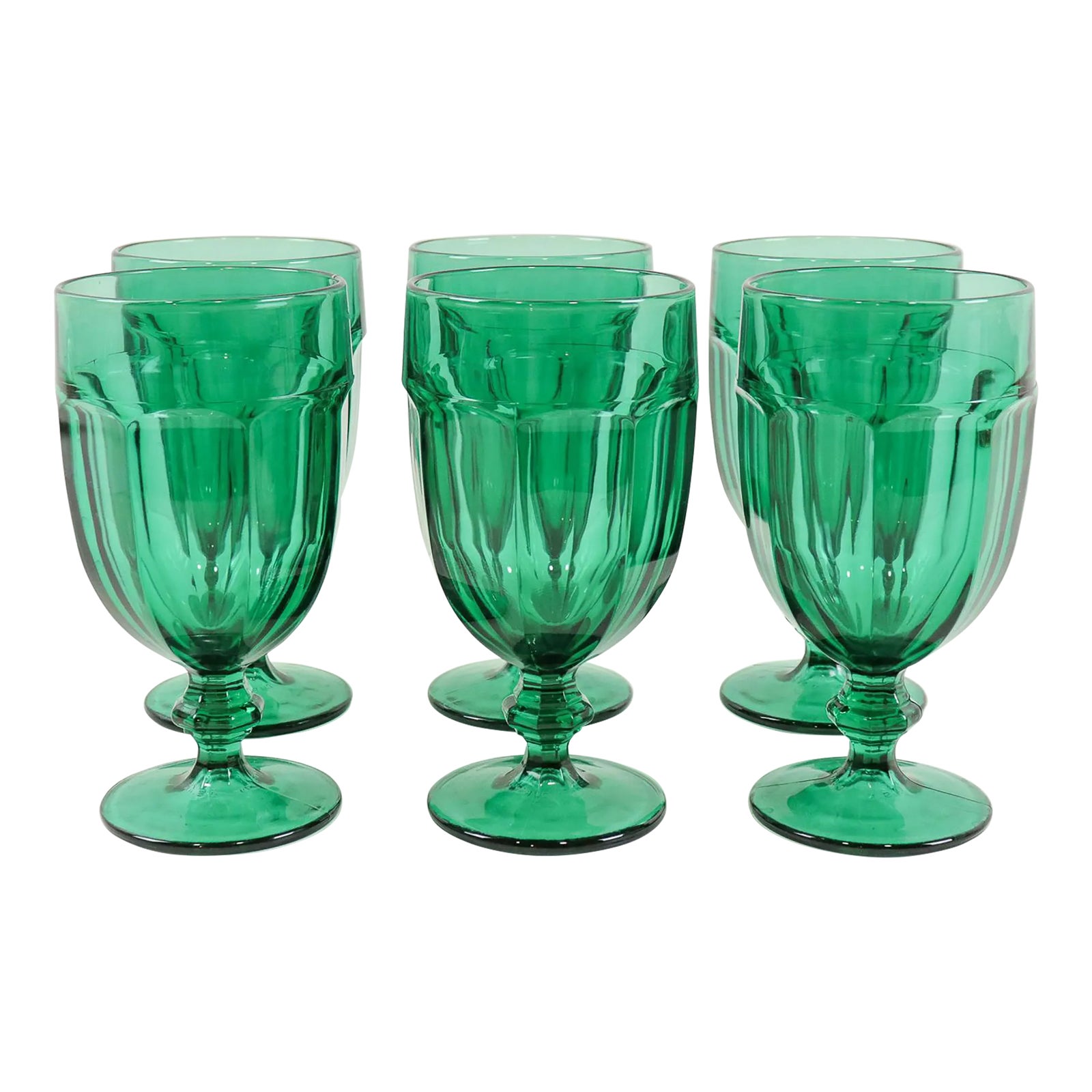 1960s Vintage Emerald Green Libbey Goblets - Set of 6 | Chairish