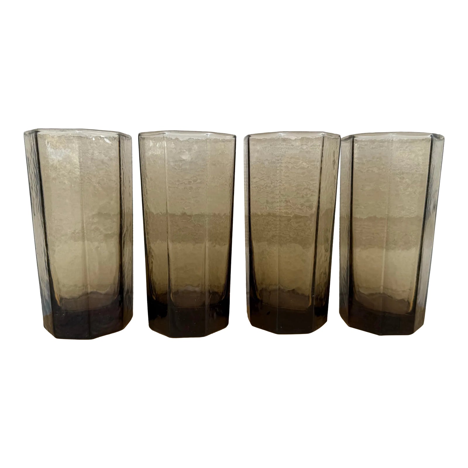Mid-Century Modern Hazel Atlas Octagonal Grey Tumblers- Set of 4 | Chairish