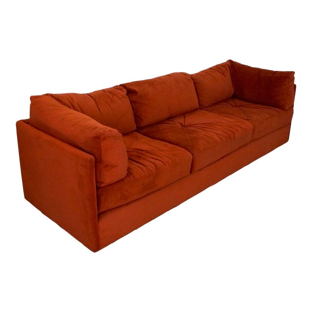 Vintage Mid-Century Modern Rust Orange Selig Lounge Sofa | Chairish