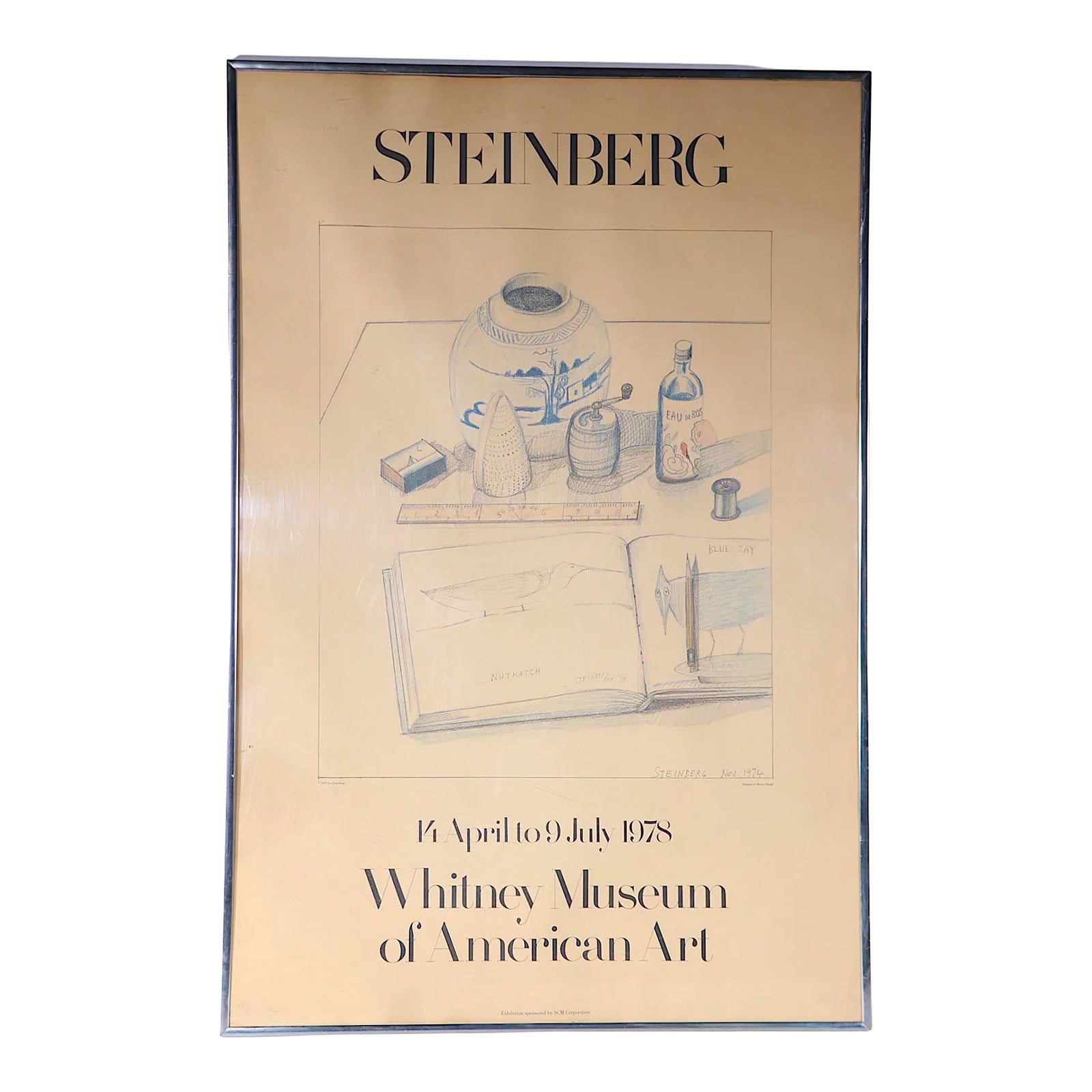 Original Framed Steinberg Whitney Museum Poster C 1978 | Chairish