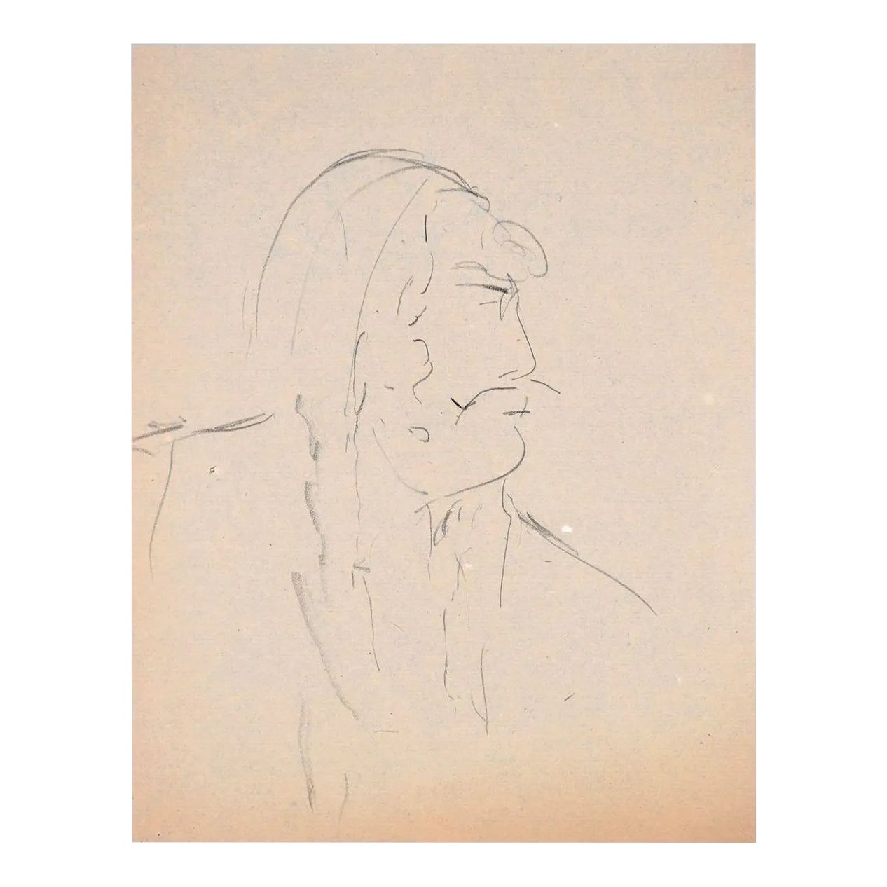 Man In Profile - Original Charcoal Drawing by Flor David - 1950s 1950s ...