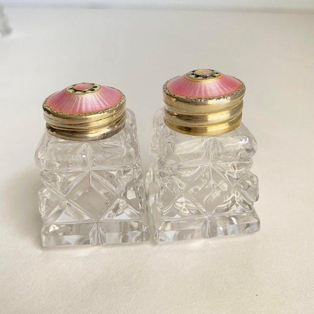 Vintage Hroar Prydz Norway Pink Enamel Sterling Silver Salt and Pepper ...