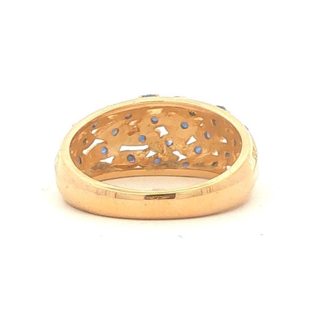 Late 20th Century 14k Gold Sapphire Leaf Band, Size 6.75 | Chairish