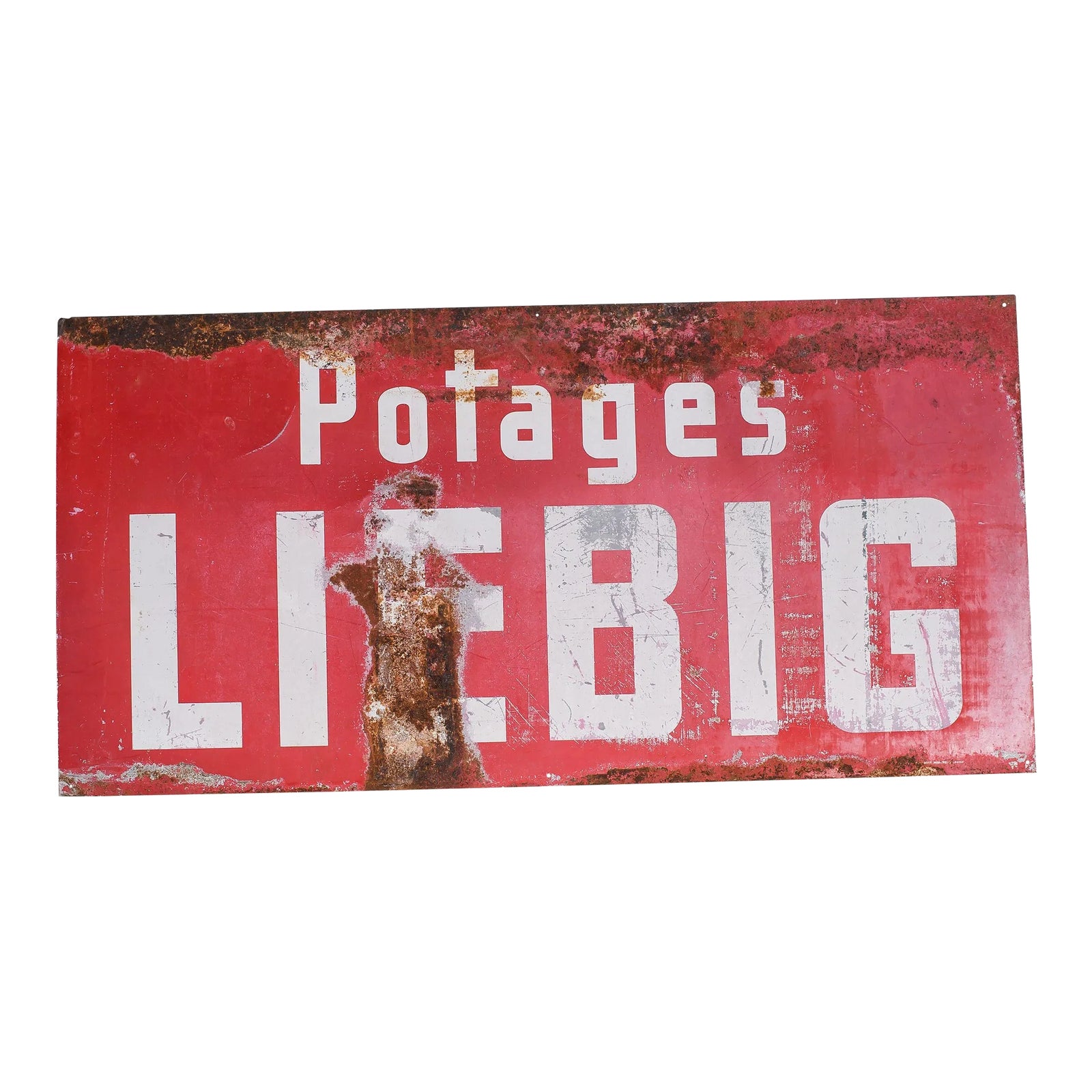 Vintage French "Potages Liebig" Red Sign | Chairish