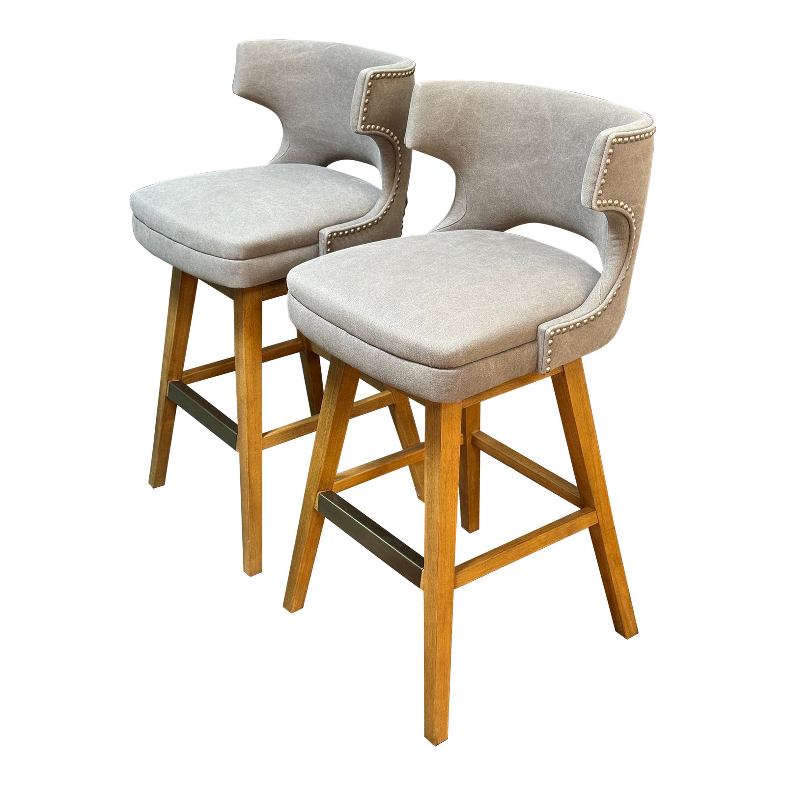 Four Hands Task Swivel Bar Stools, a Pair | Chairish
